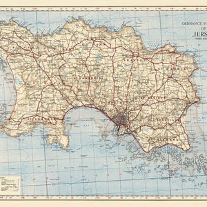 Jersey Map, Historical Map Print, British Map Decor - Etsy
