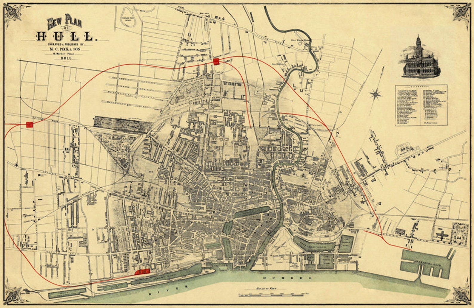 Hull Map Old Map of Hull Print Fine Reproduction on Paper | Etsy