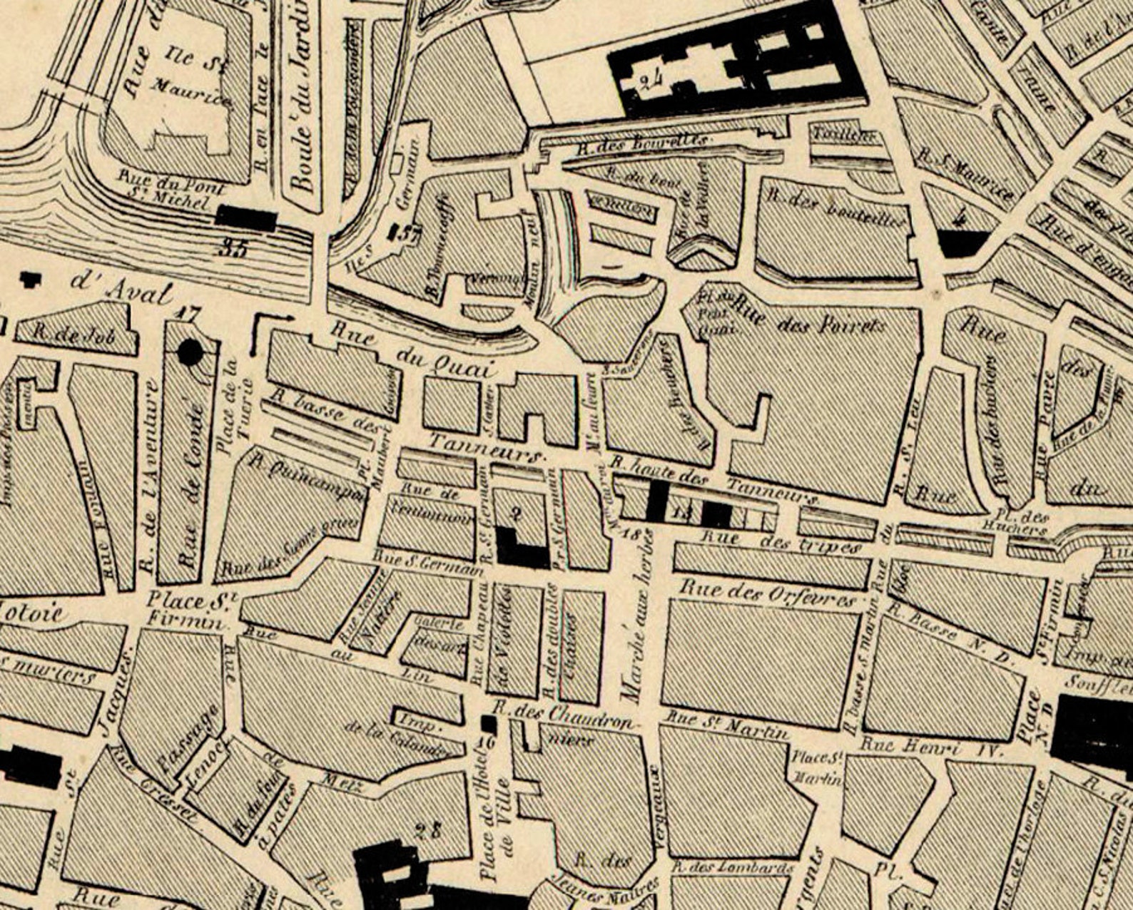 Amiens Map Plan De La Ville D'amiens Old City Map - Etsy