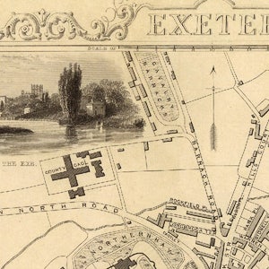 Exeter Map - Old Map of Exeter - Large Wall Map Print on Paper or ...