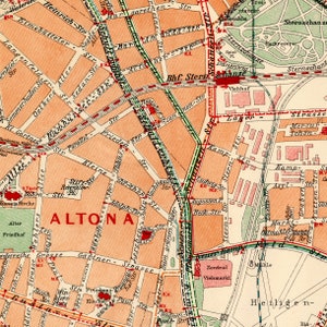 Hamburg and Altona Map, Old City Plan of Hamburg From 1841, Wonderful ...