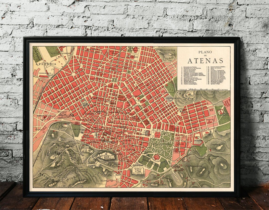 Old Map of Athens - Fine Archival Reproduction on Paper or Canvas - Etsy