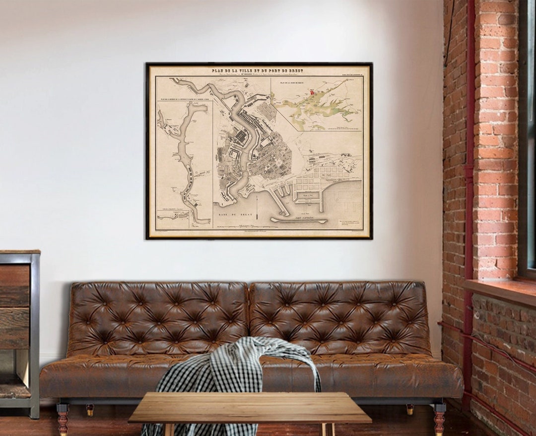 Brest Map - Historical Map of the City of Brest (france) - Vintage ...