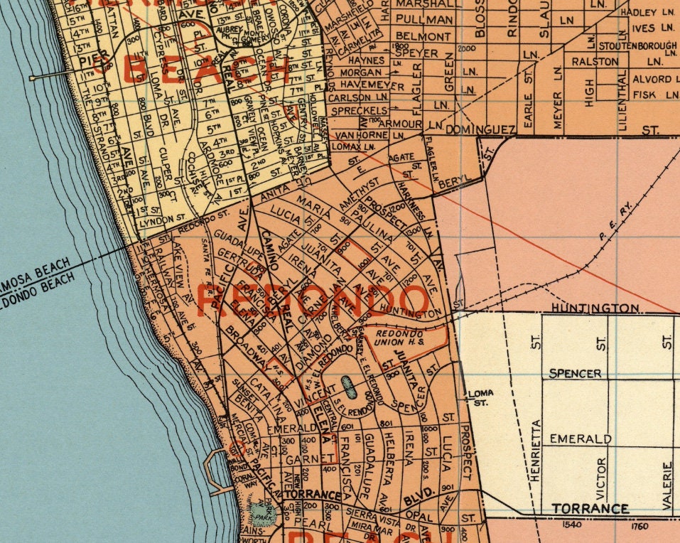 1950 Map Of Manhattan Beach Ca - Map