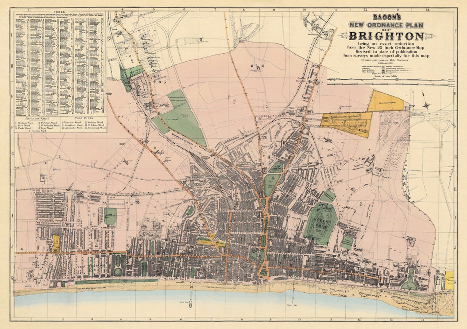 Brighton Map Old Map of Brighton Print Fine Print Large - Etsy