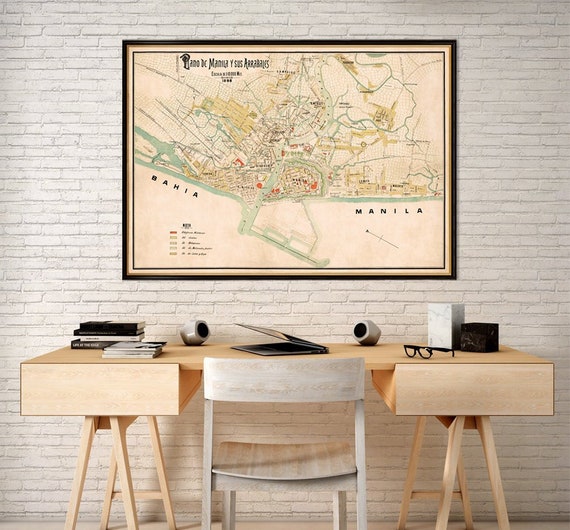 Manila map Vintage map of Manila and suburbs fine print | Etsy