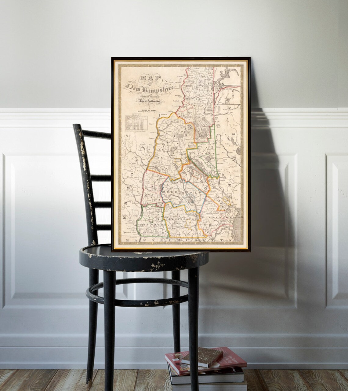 Wall Map of New Hampshire Old Map Restored Wonderful - Etsy