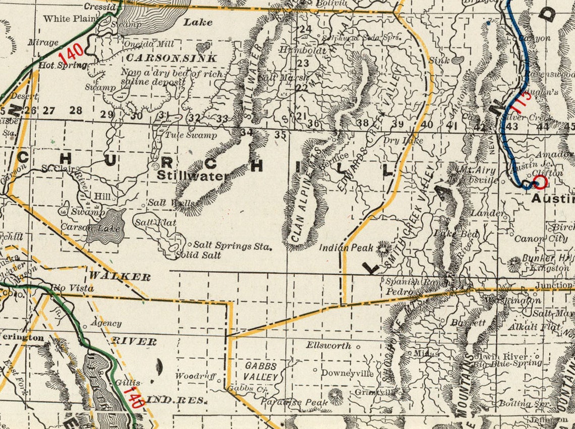 Nevada Map - Large Old Map of Nevada From 1901, Fine Print on Paper or ...