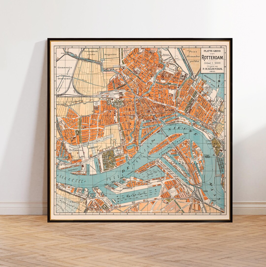 Rotterdam Map, Old Map Reproduction, Decorative Piece That Celebrates ...