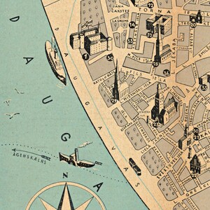 Riga Map - Vintage Map of Riga Fine Archival Print on Paper or Canvas ...