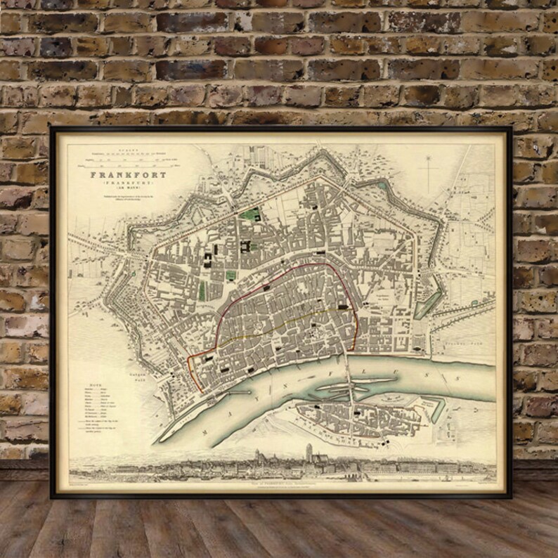 Frankfurt map Archival map print Vintage map of Frankfurt | Etsy