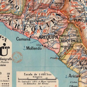 Peru Map - Old Map of Peru, Large Wall Map Print Print on Paper or ...