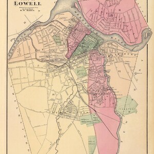 Lowell Map (massachusetts) - Old Map of Lowell Print - Fine Print on ...