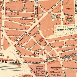 Vintage Map of Vichy, Old Plan From 1930, Historical French City, Fine ...