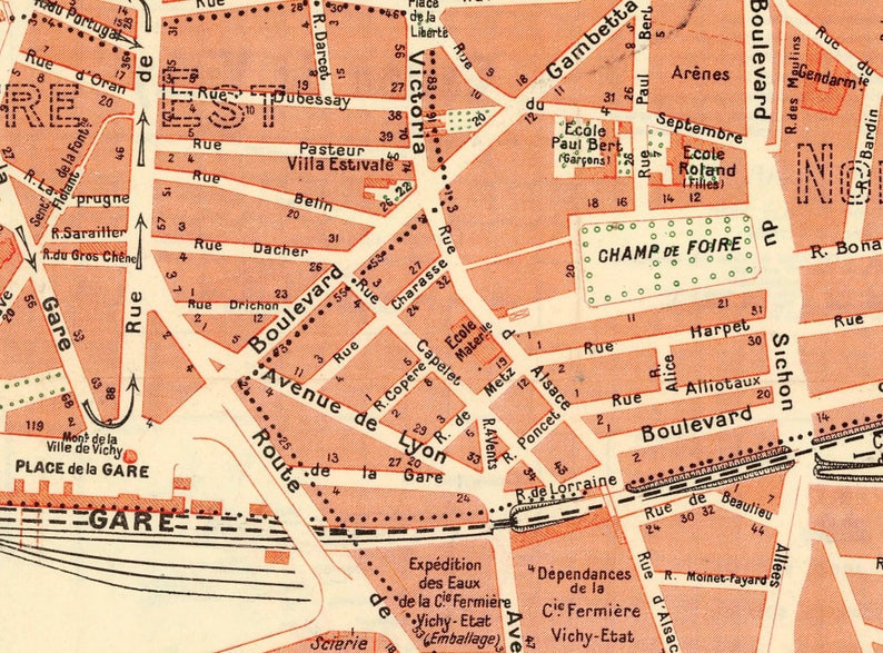 Vintage Map of Vichy Old Plan From 1930 Historical French - Etsy