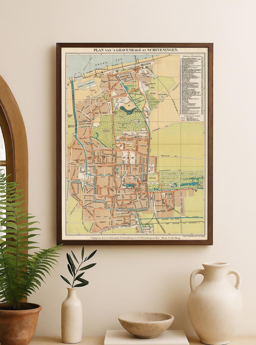 Hague Map | Vintage City Plan & Coastal District With Tram Routes ...