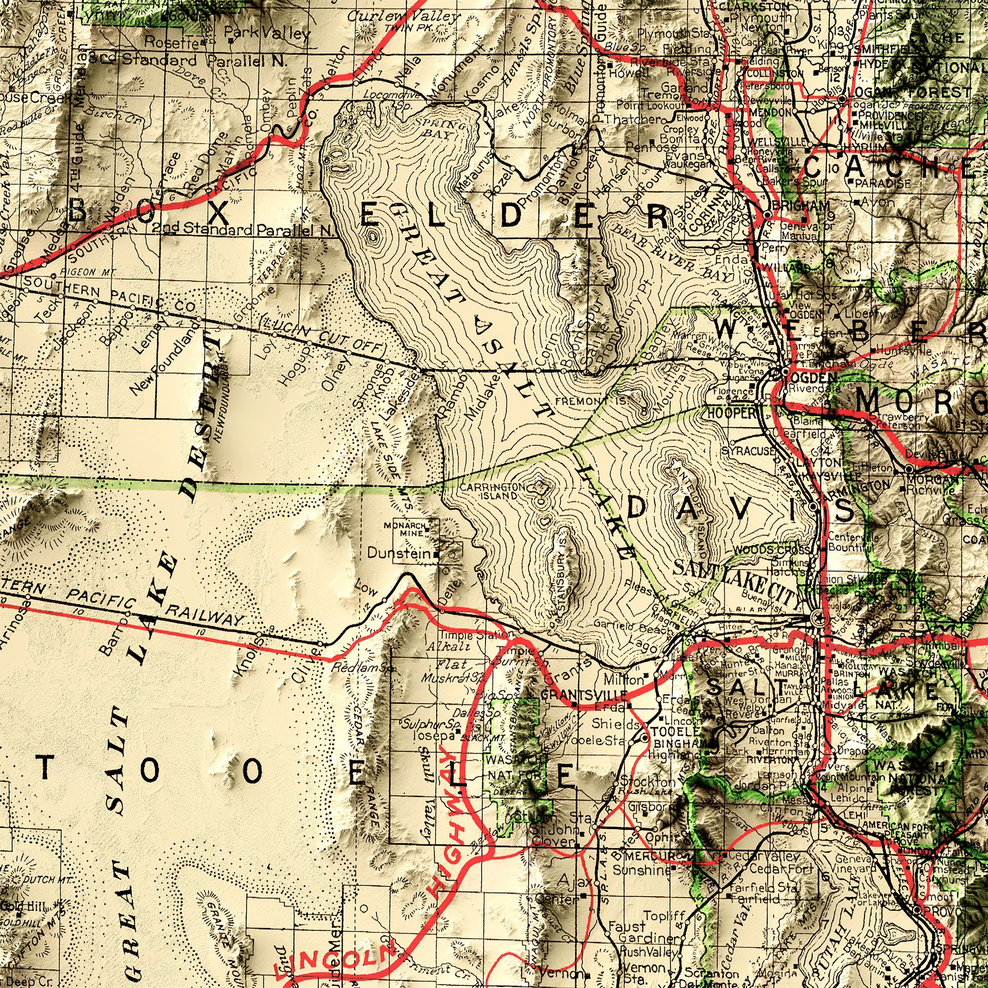 Old Map of Utah With a Relief Shading Effect, Bringing Back to Life Old ...