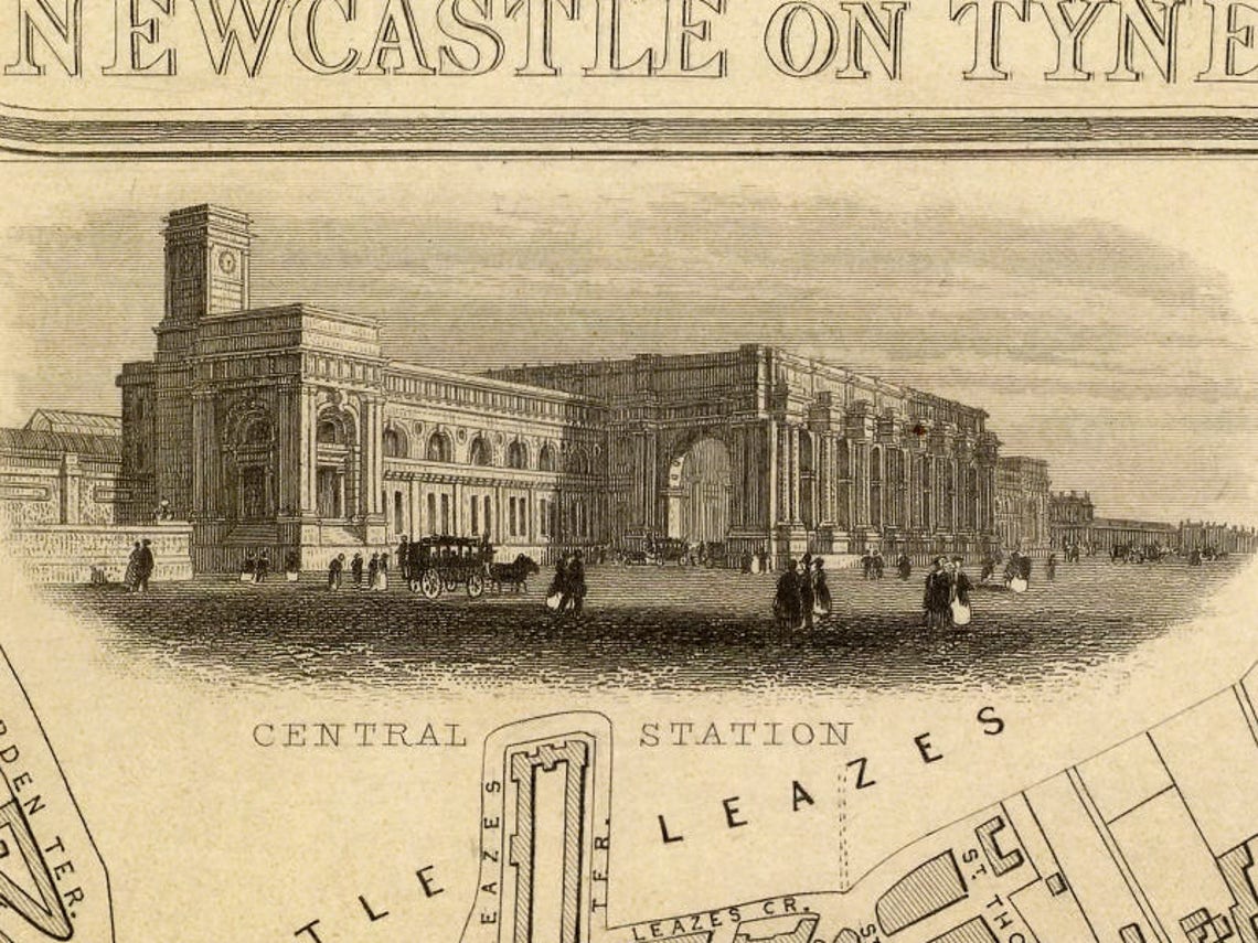 Old Map of Newcastle on Tyne Historical Map Restored Old - Etsy