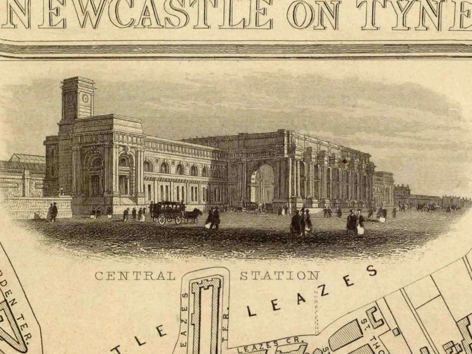 Old Map of Newcastle on Tyne Historical Map Restored Old - Etsy