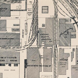 Map of Chicago Union Stock Yards Historical Map Restored, Fine Print on ...