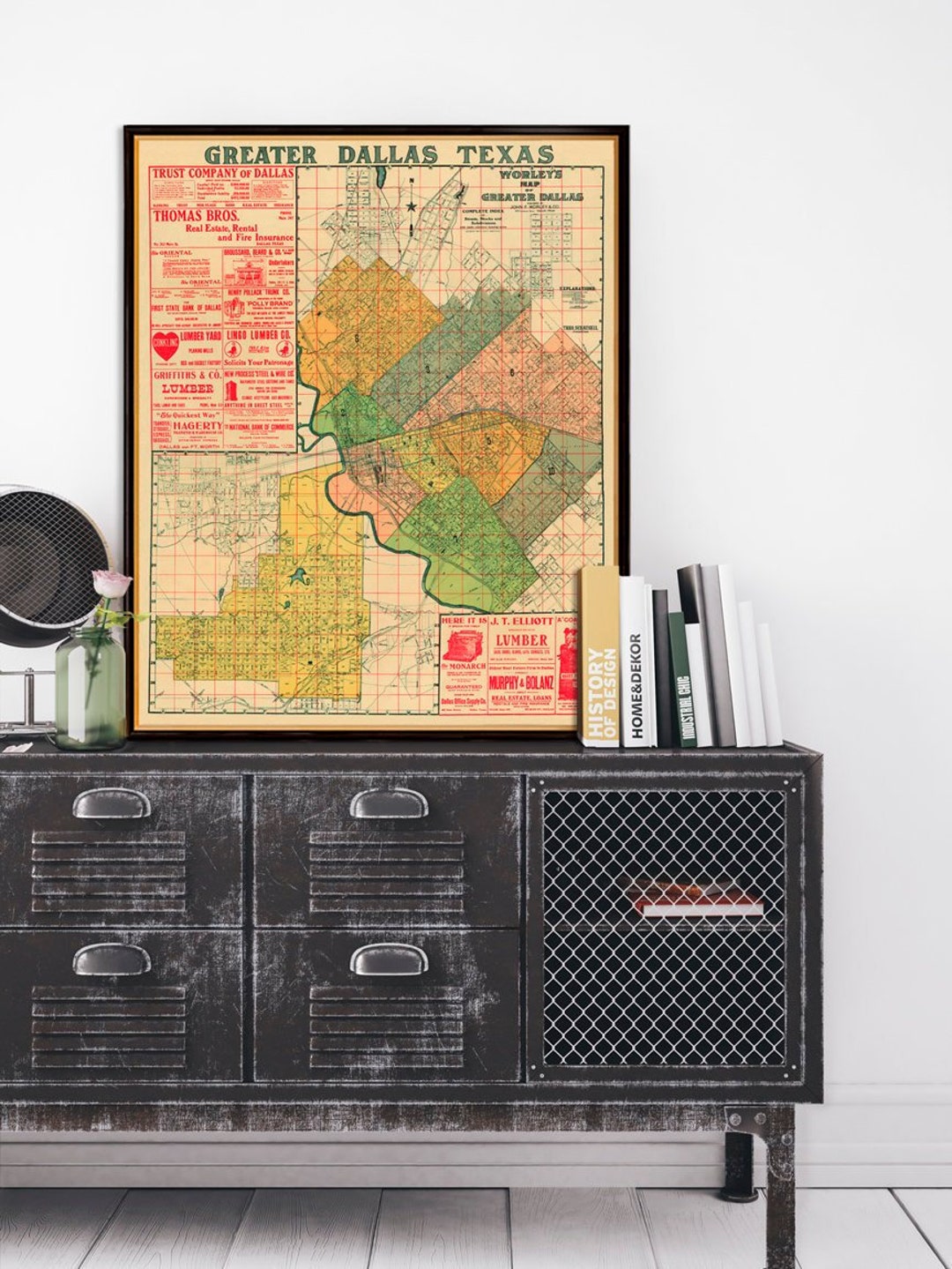 Vintage Map - Antique Map of Dallas - Old Map of Dallas- Archival Print ...