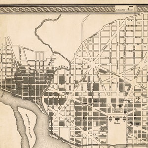 Old Map of Washington DC, Historical Map Poster in Sepia Colors ...