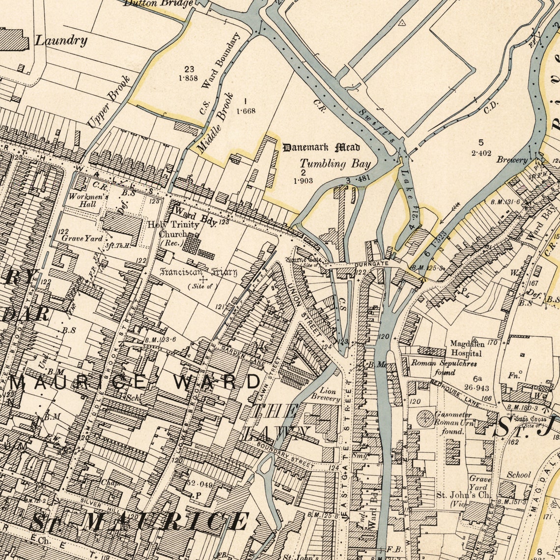 Winchester (UK) Historical Map, Old City Plan of Winchester, Large ...