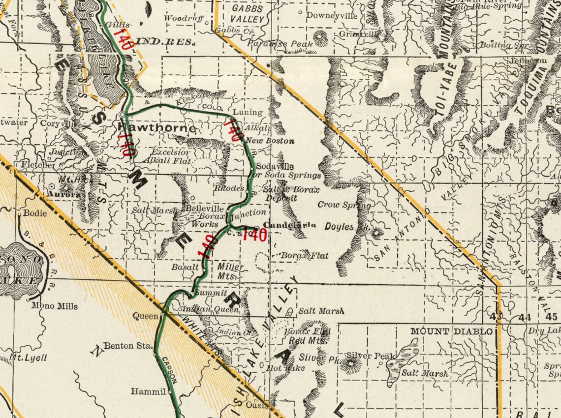 Nevada Map Large Old Map of Nevada From 1901 Fine Print on - Etsy