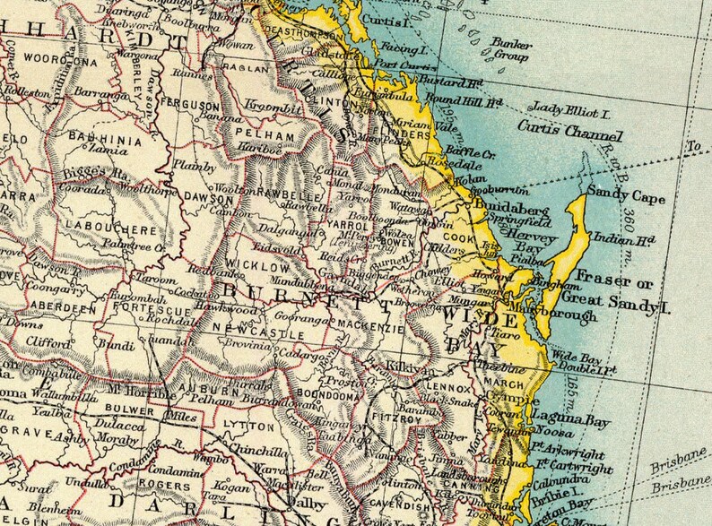 Eastern Australia Map Old Map Archival Print on Paper or - Etsy