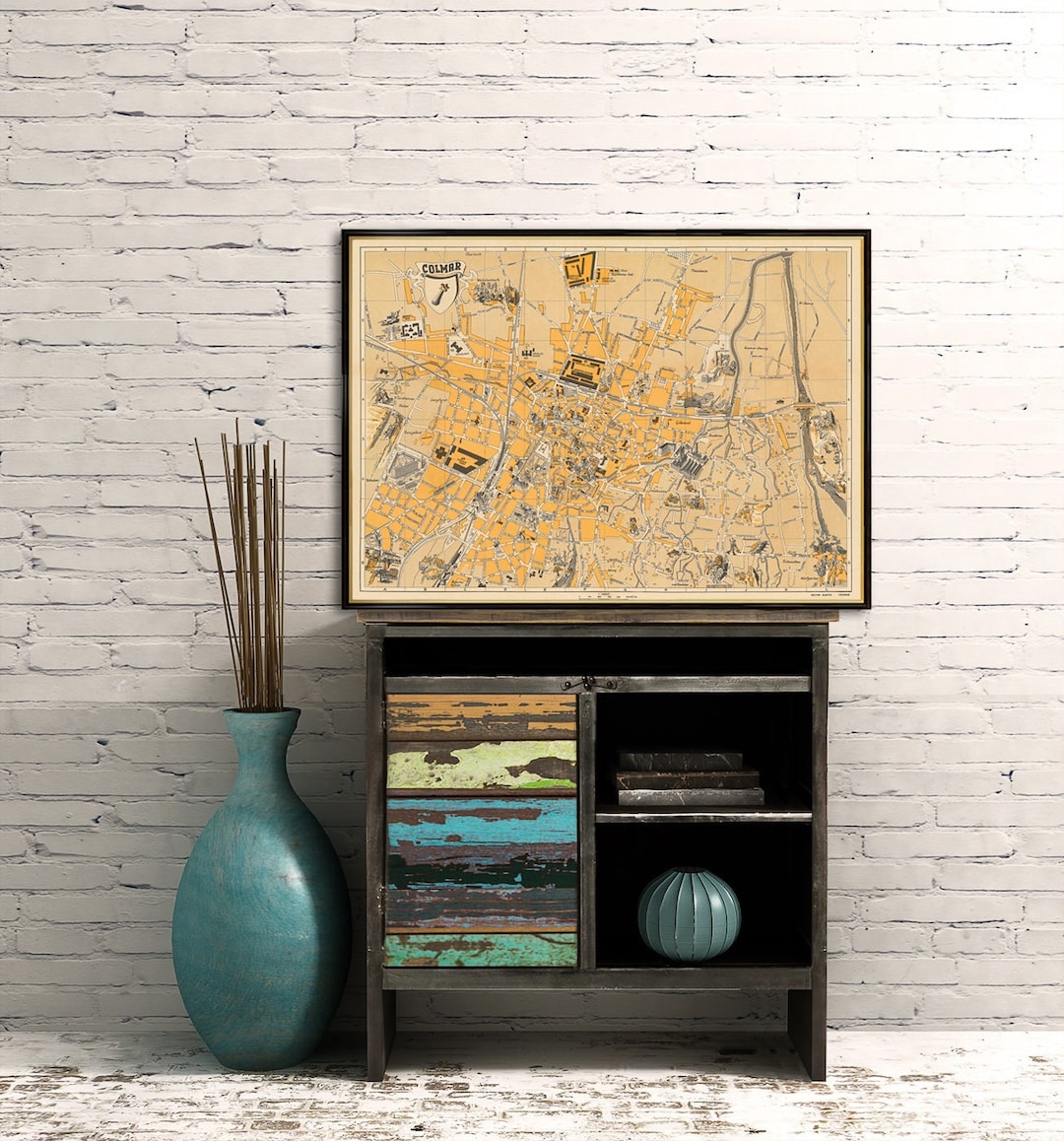 Colmar Map - Pictorial Map of the City of Colmar, Vintage Map Giclee ...