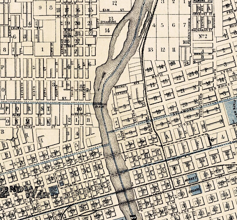 Des Moines Map Old Map Print Map of Des Moines Fine - Etsy