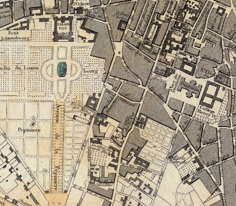 Map of Paris in 4 Panels Sectional Map of the City of Paris - Etsy