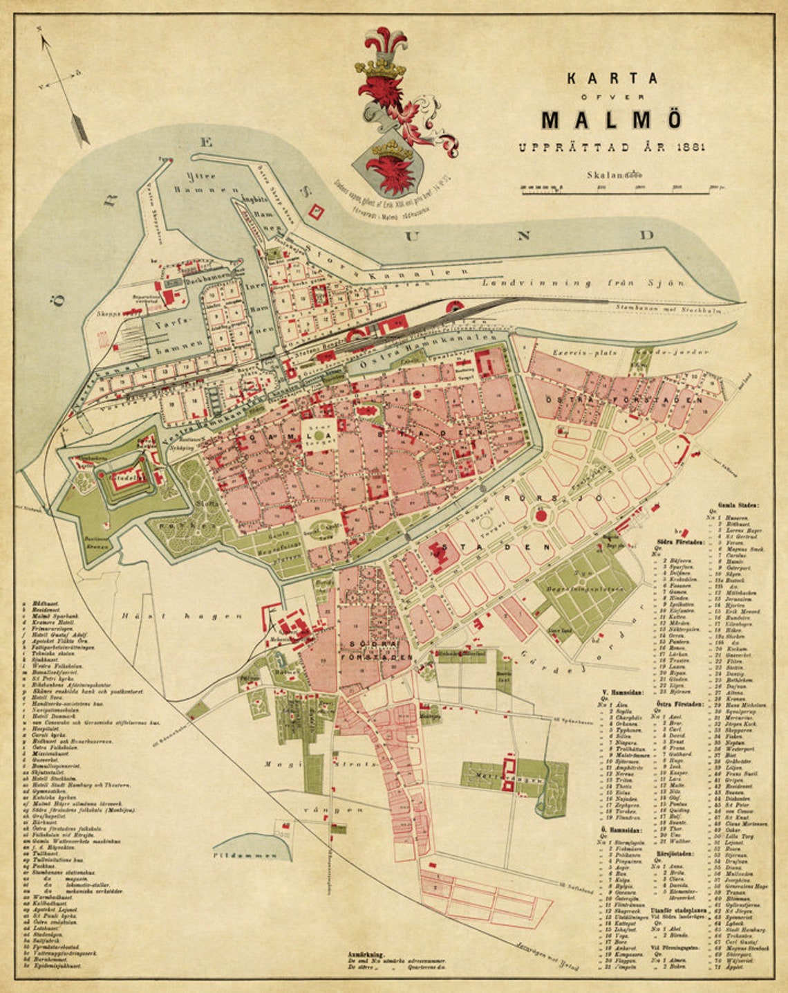 Malmo Map Karta Malmö Old Map of Malmo Print Premium - Etsy