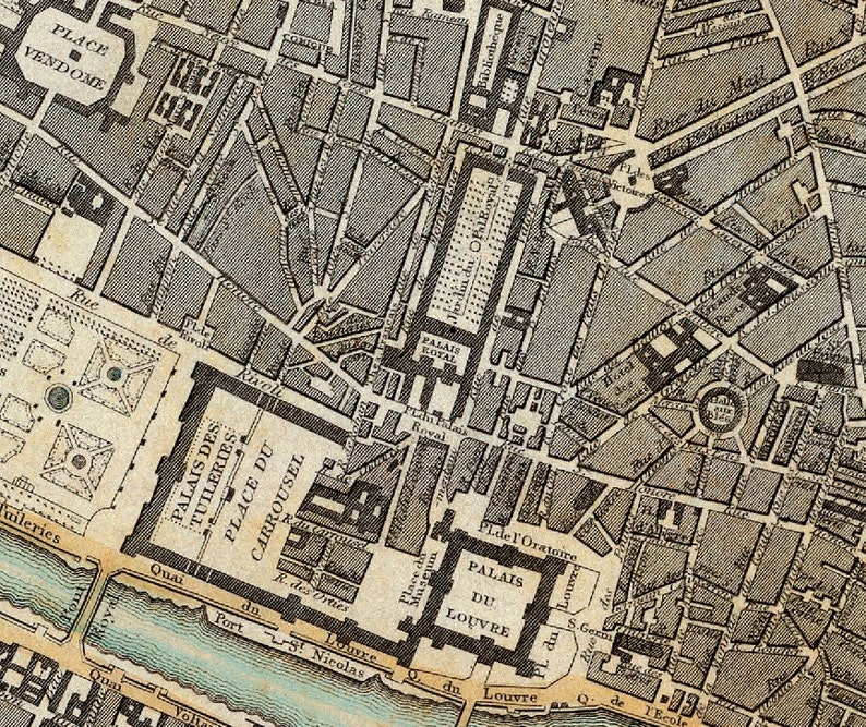 Map of Paris in 4 Panels Sectional Map of the City of Paris - Etsy