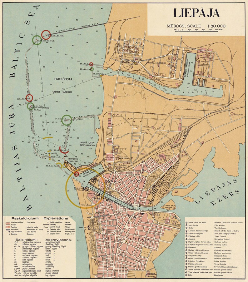 Map of Liepaja Old City Plan Restored Map Fine Print - Etsy