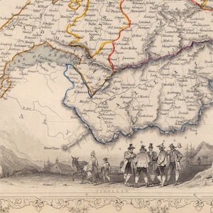 Old Map of Switzerland, Swiss Confederation Historical Map From 1851 ...