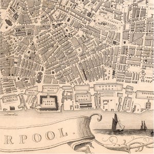 Old Map of Liverpool | Illustrated City Plan | British Cartography Art ...