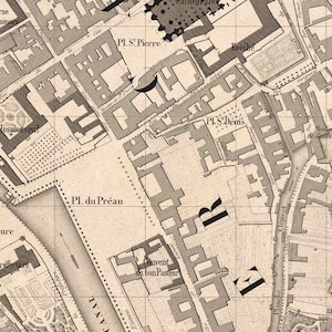 Antique Map of Troyes - Old City Plan, Large Detailed Map of Troyes ...