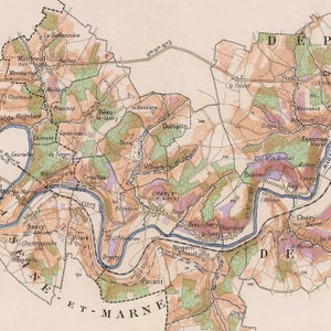 Wine Map of Marne River Valley, Aisne Champagne Vineyards, France Wine ...