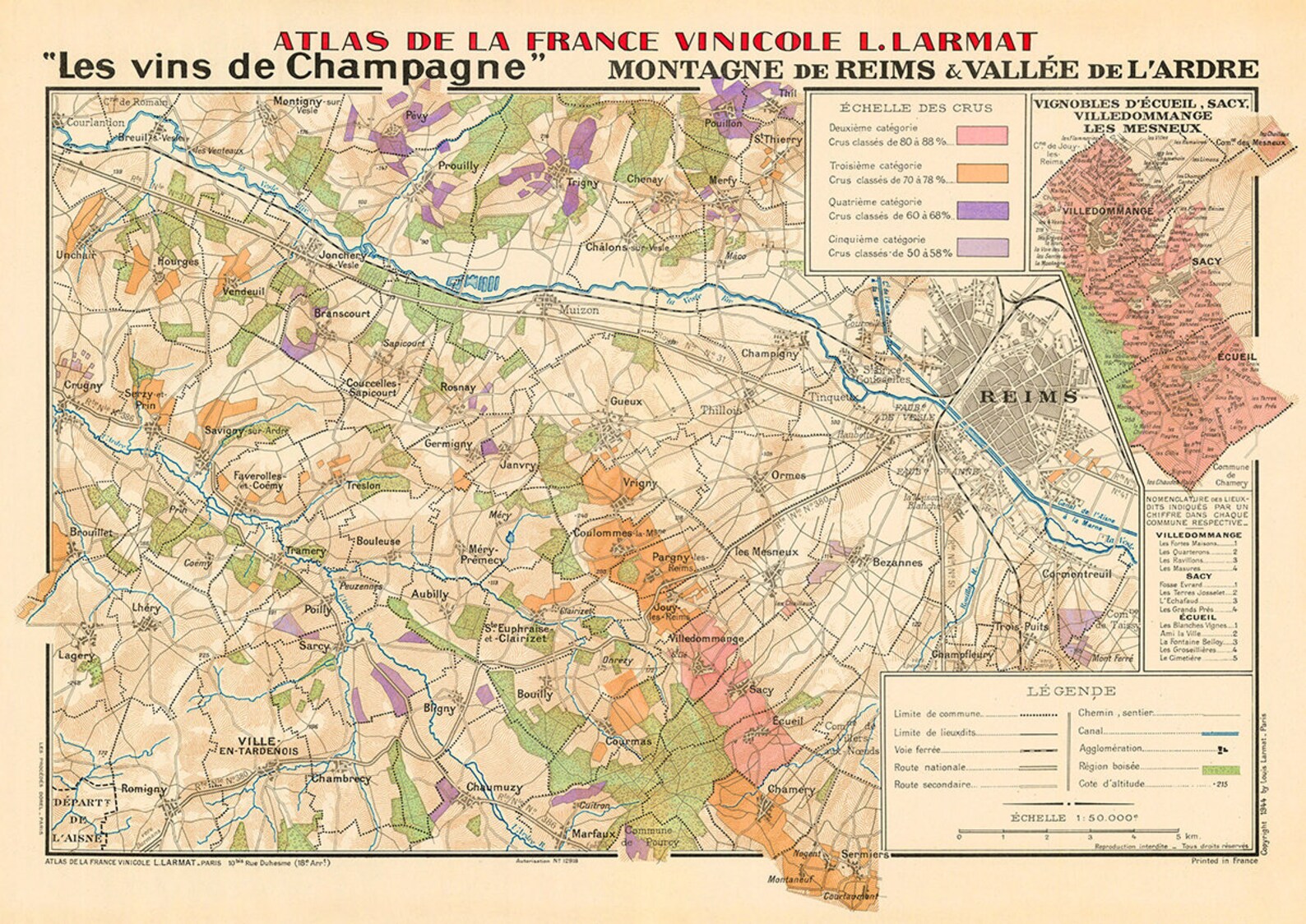 Atlas De La France Vinicole, French Wine Map of Montagne De Reims ...