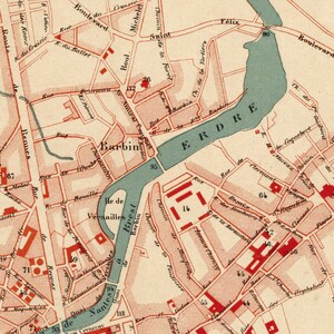 Map of Nantes (france), Vintage Map of Nantes Restored , Old City Plan ...
