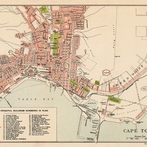 Cape Town Map - Old Map of Cape Town Print - Fine Reproduction on Paper ...