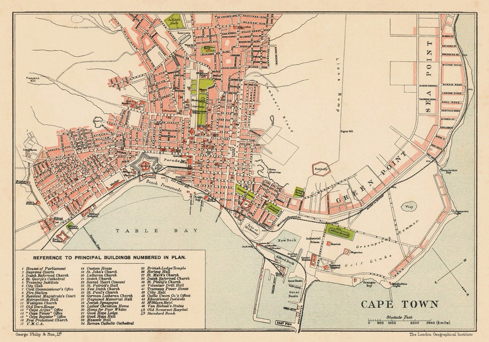 Cape Town Map Old Map of Cape Town Print Fine Reproduction - Etsy UK