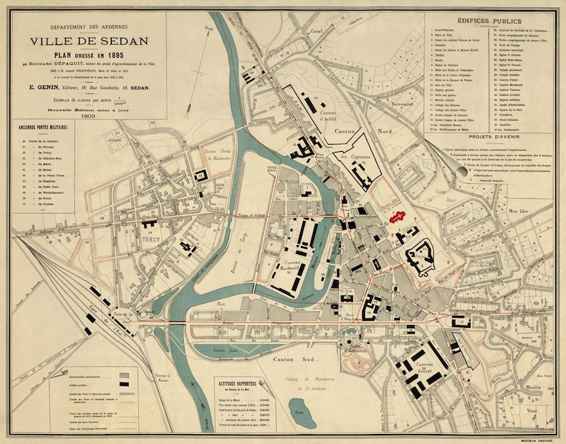 Old Map of Sedan Vintage Map Restored Archival Print La - Etsy