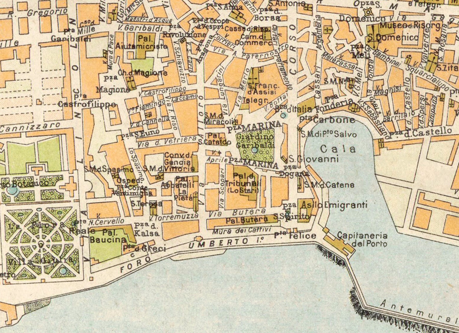 Old Map of Palermo (sicily), Vintage City Plan, Wall Map Decor Fine ...