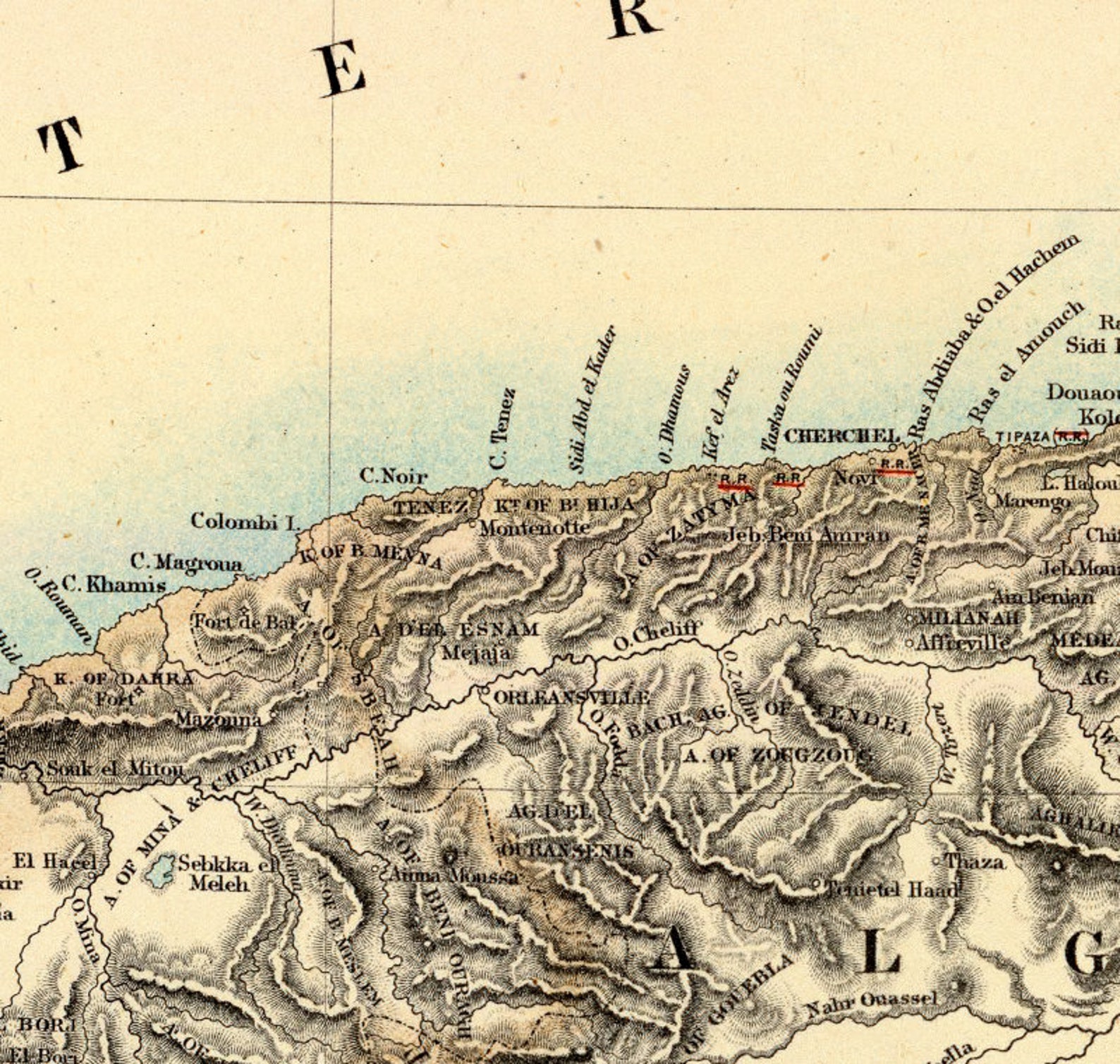 Algeria Map Old Map Vintage Maps La Carte D'algerie - Etsy