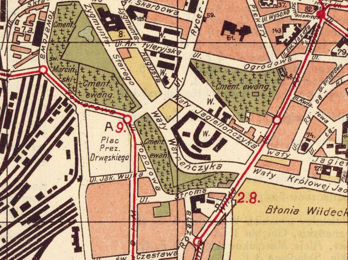 Poznan Map Vintage City Map Plan Miasta Poznania - Etsy