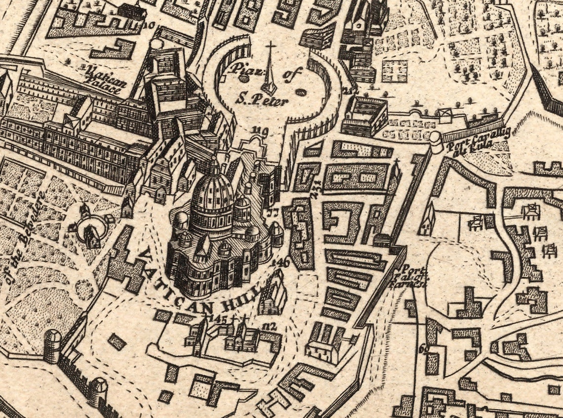 Grote kaart van Rome Oude plattegrond van Rome Prachtig - Etsy België