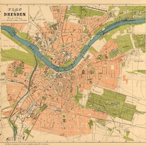 Dresden Old City Plan, Vintage Map Restored, Historical Dresden, Wall ...
