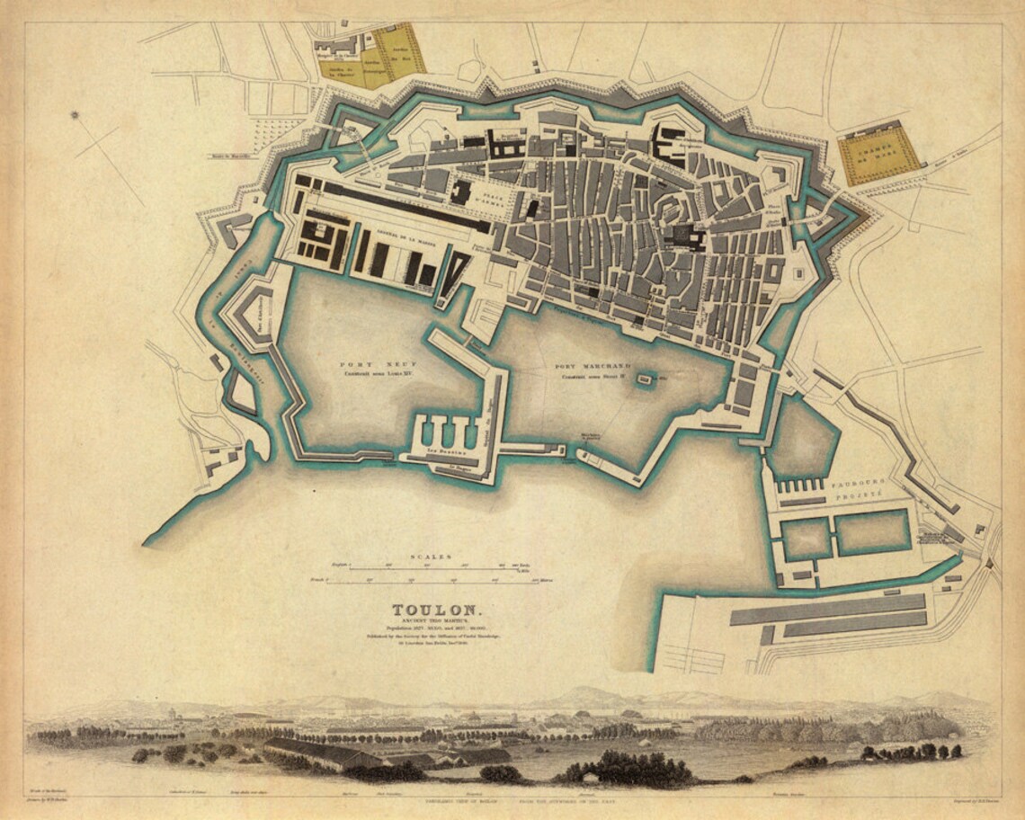Old Map of Toulon france Toulon Map Fine Print La Carte - Etsy